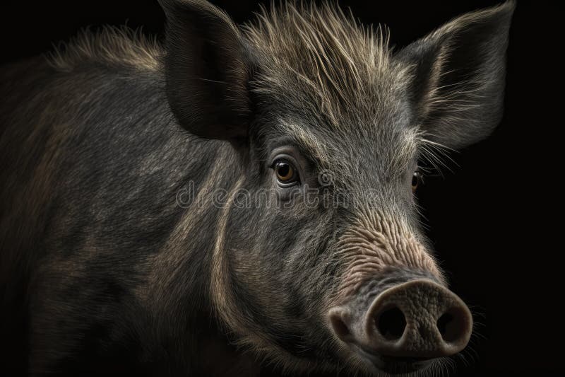 Wild Hog Portrait on Black Background for Posters and Web. Stock ...