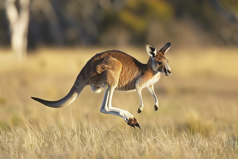 Wild Kangaroo Jumping at the Field.Generative Ai Stock Illustration ...
