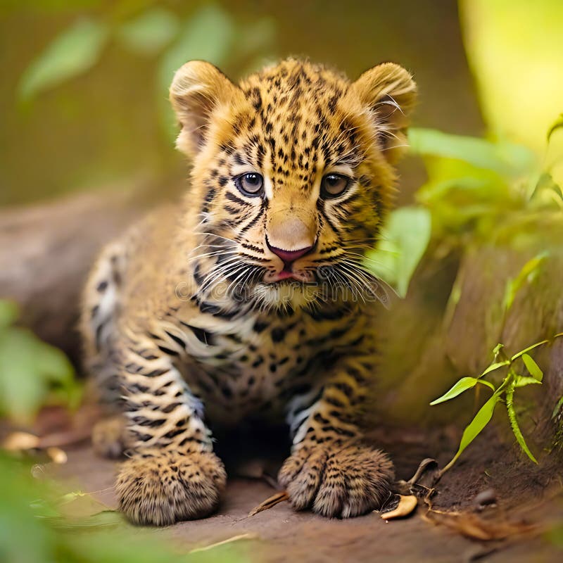 Wild Leopard Cubs in Jungle. Generative AI Stock Illustration ...