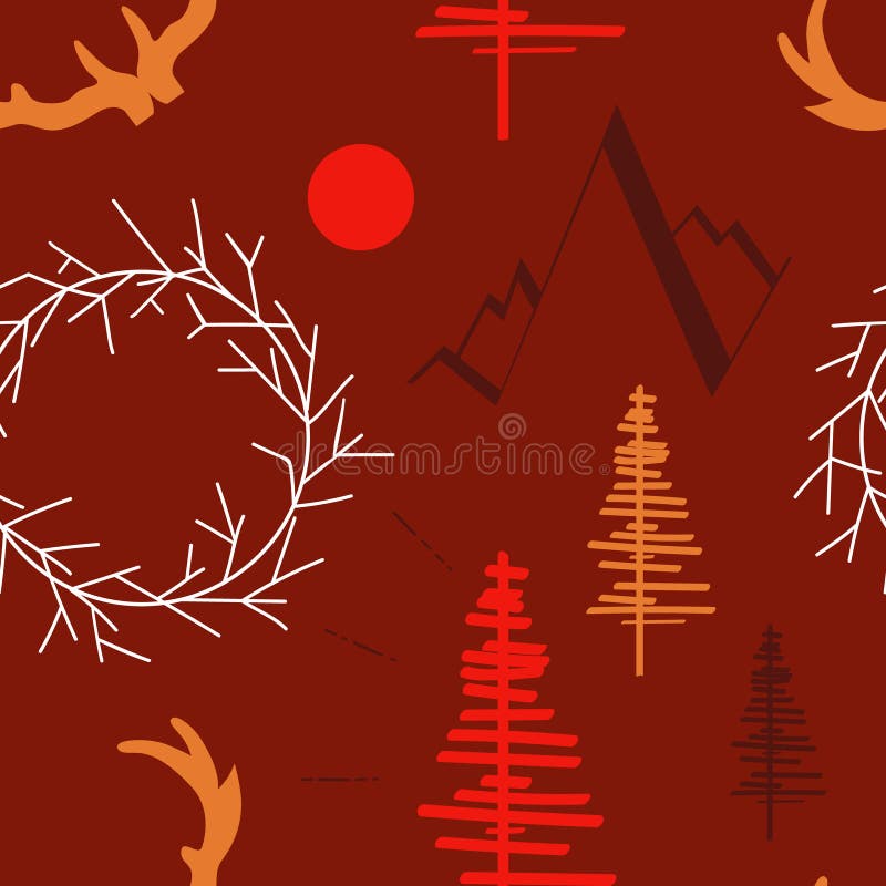 Wild Light Seamless Pattern on Brown Background Stock Vector ...