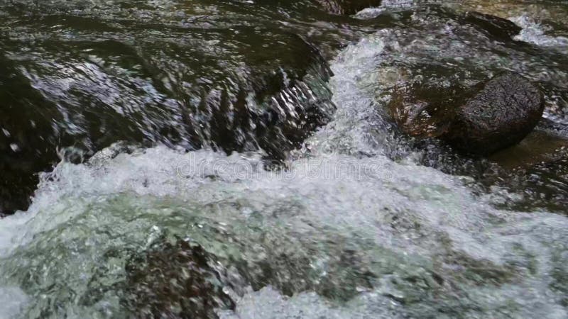 Wild Mountain River Rapid Flowing through the Rocks, Clear Water Stream ...