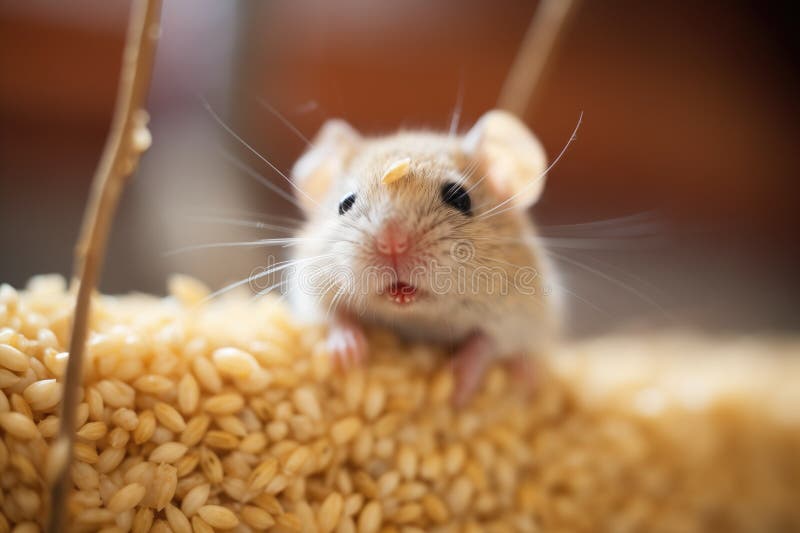 Wild Mouse with a Cheek Full of Rice Grains Stock Illustration ...