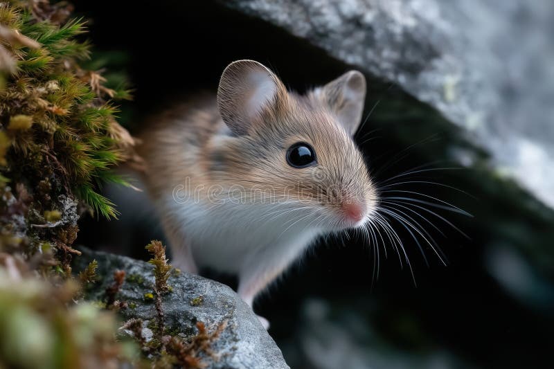 Wild Mouse Near Its Hole between the Rocks Stock Illustration ...