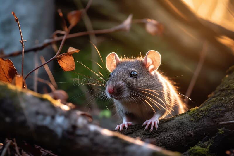Wild Mouse Resting on the Forest Floor with Lush Green Vegetation ...