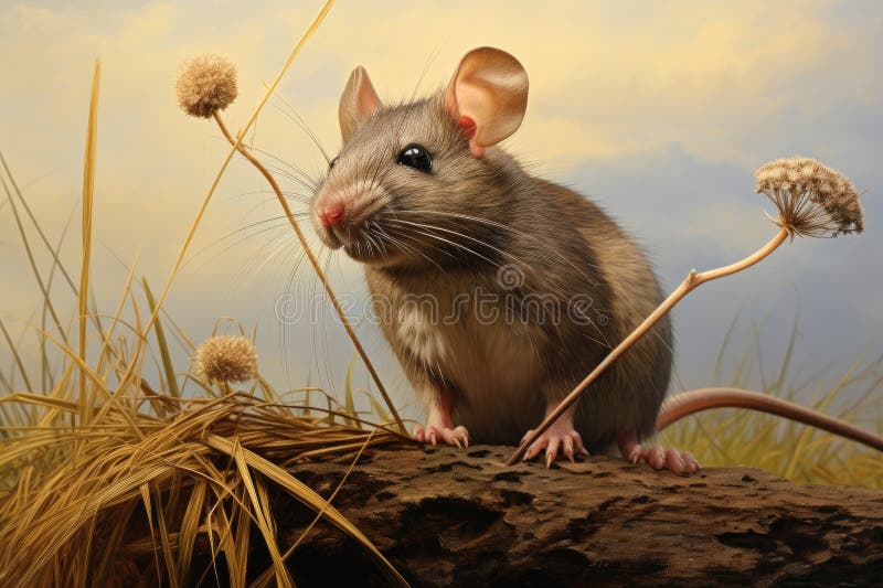 Wild Mouse Sitting on Hind Legs Stock Illustration - Illustration of ...