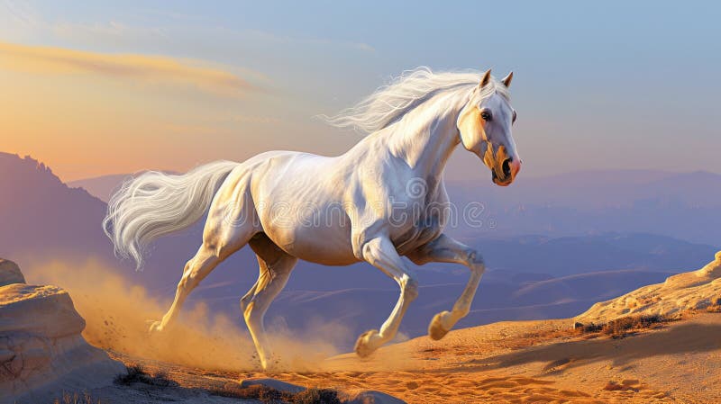 Wild Mustang Running in the Desert Stock Image - Image of running ...