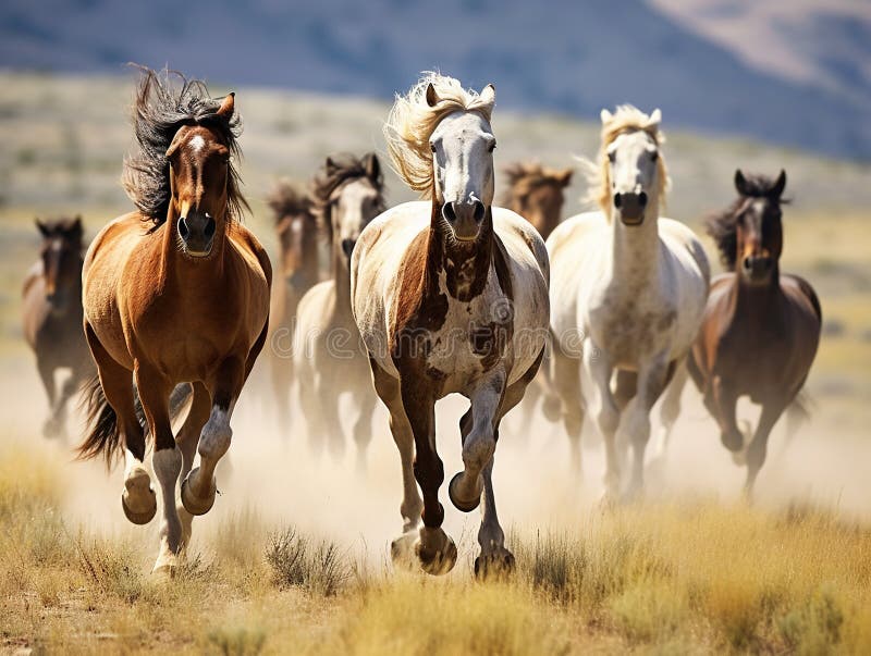 Ai Generated Illustration Wildlife Concept of Wild Mustangs Stock ...