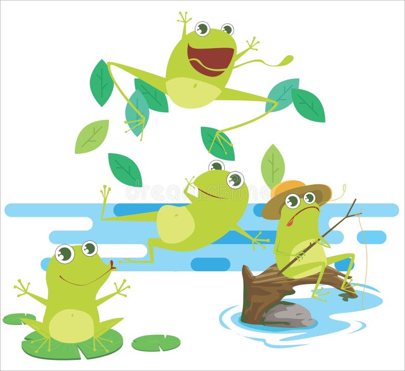 Wild Nature Background Stylized Green Frogs Print Vector Stock Vector ...