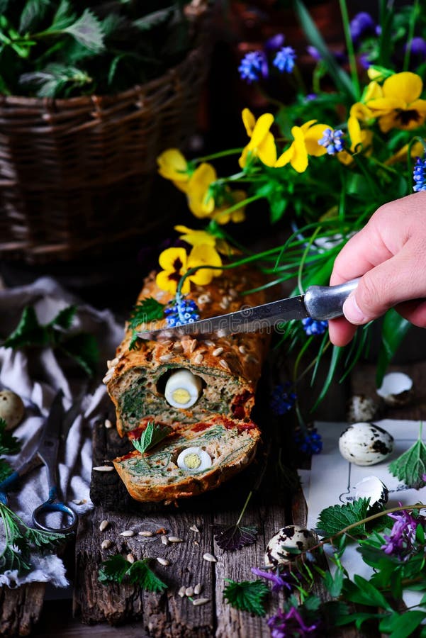 Wild Nettle Whole Grane Loaf with Eggs. Style Rustic Stock Photo ...