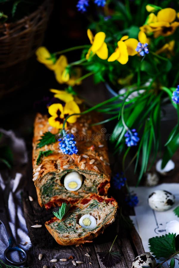 Wild Nettle Whole Grane Loaf with Eggs. Style Rustic Stock Photo ...
