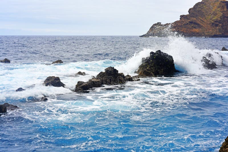 Wild ocean waves. stock photo. Image of cliff, natural - 96211530