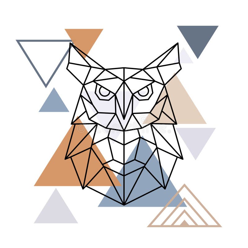 Wild Owl in Geometric Style. Stock Vector - Illustration of isolated ...
