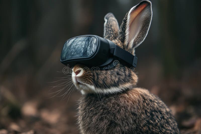Wild Rabbit Experiencing Virtual Reality in Natural Environment ...