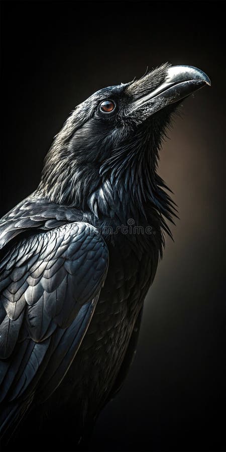 Wild Raven in a Studio with Dark Lighting Stock Illustration ...
