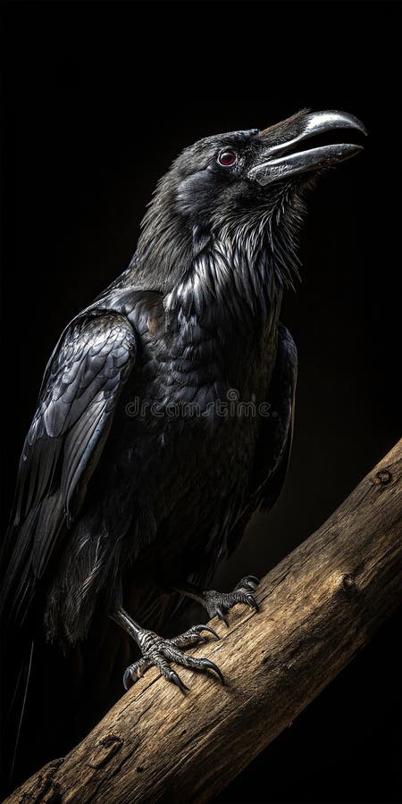 Wild Raven in a Studio with Dark Lighting Stock Illustration ...