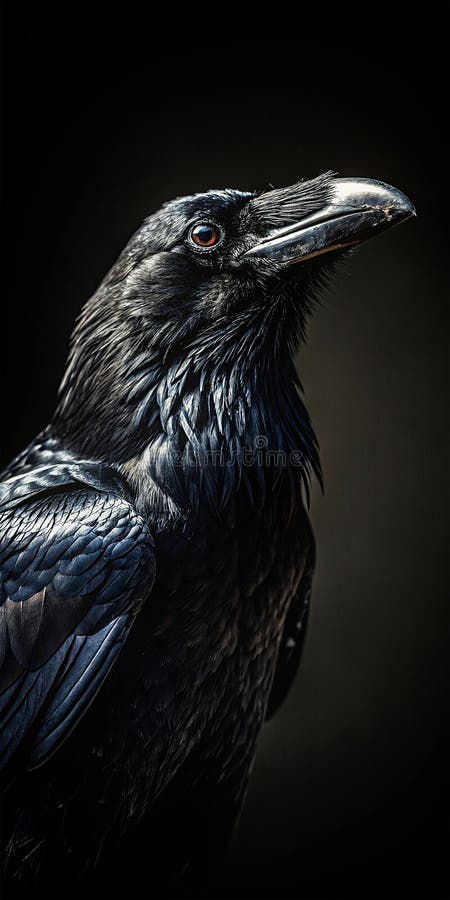 Wild Raven in a Studio with Dark Lighting Stock Illustration ...