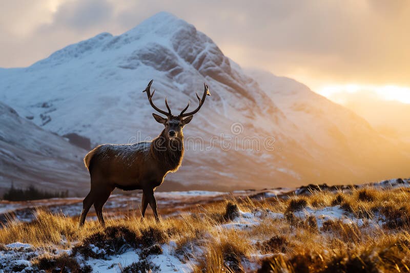 A Wild Red Deer Stag in a Scottish Highlands Stock Illustration ...