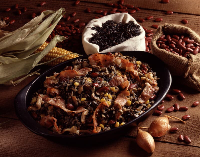 Wild rice with bacon stock image. Image of corn, bacon - 23703631