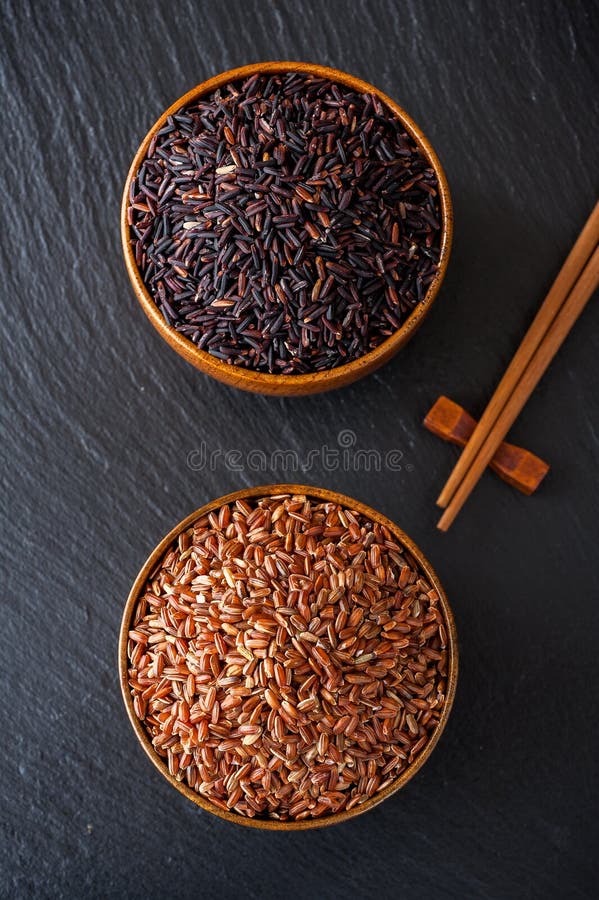 Wild Rice and Red Rice in a Bowl on a Blackboard Chalk Stock Photo ...