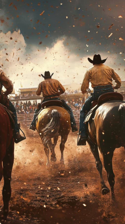 The Wild Ride, Cowboys on Horses in a Rodeo Stock Image - Image of ...