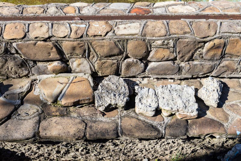 Wild River Rocks Falling Off Wall on Sunny Day Stock Image - Image of ...
