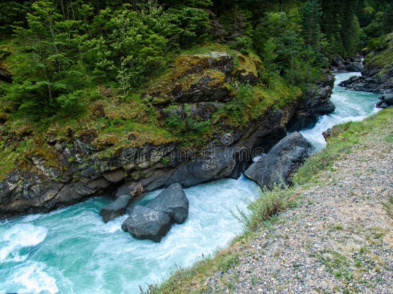 Wild River with Waterfalls in the Mountains Stock Image - Image of ...