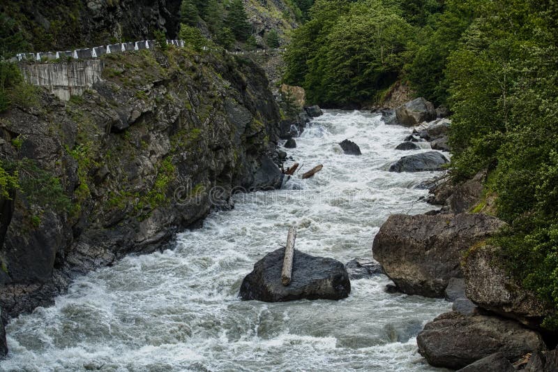Wild River with Waterfalls in the Mountains Stock Image - Image of ...