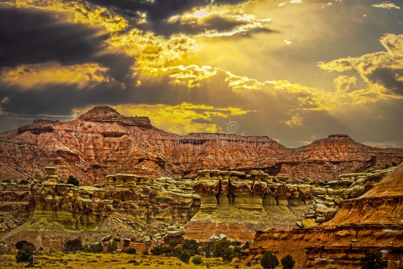 Wild Rock Formations and Cliffs Near Moab Utah USA Under Glorious ...