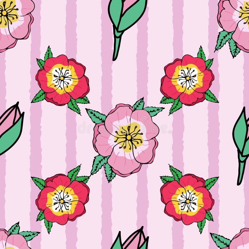 Wild Roses Repeat Pattern Design-02 Stock Vector - Illustration of ...