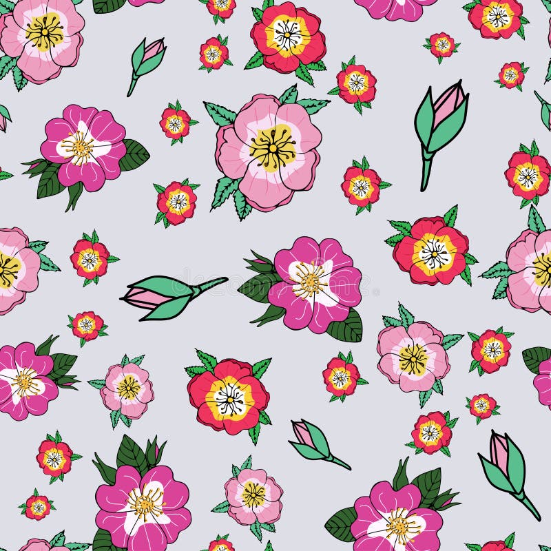 Wild Roses Repeat Pattern Design-16 Stock Vector - Illustration of ...