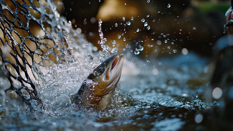 Wild Salmon Caught in a River by Fishermen Using Traditional Nets ...