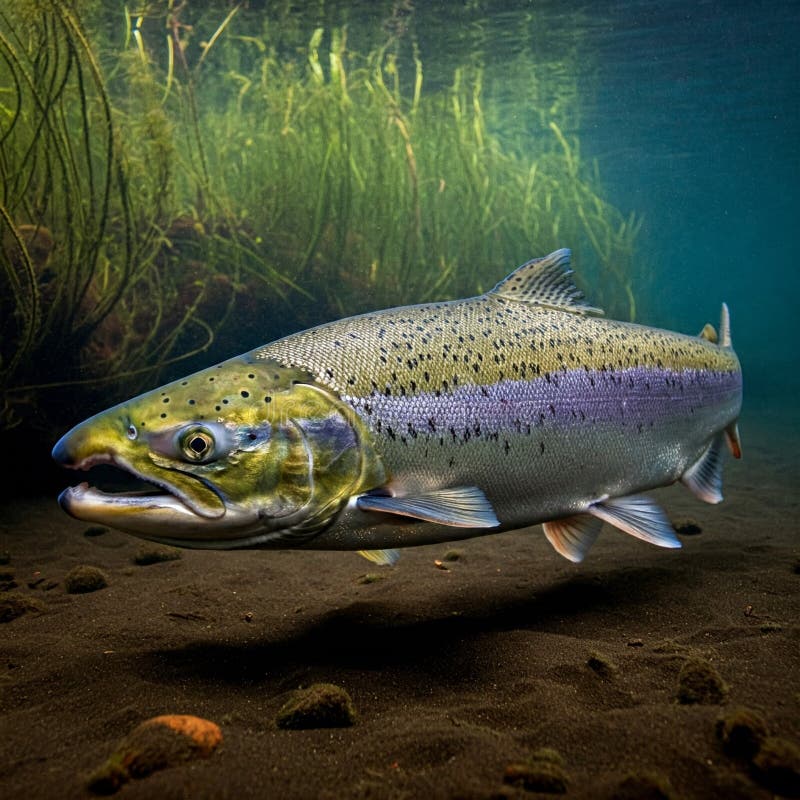 Wild Salmon fish stock illustration. Illustration of migration - 354128933