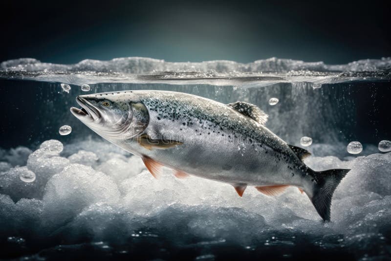 Wild Salmon on Ice. AI Generated Stock Illustration - Illustration of ...