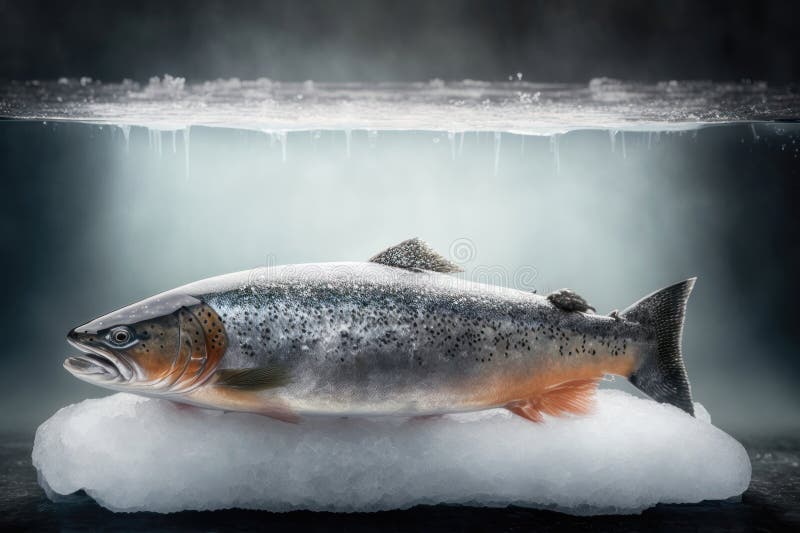 Wild Salmon on Ice. AI Generated Stock Image - Image of pacific ...