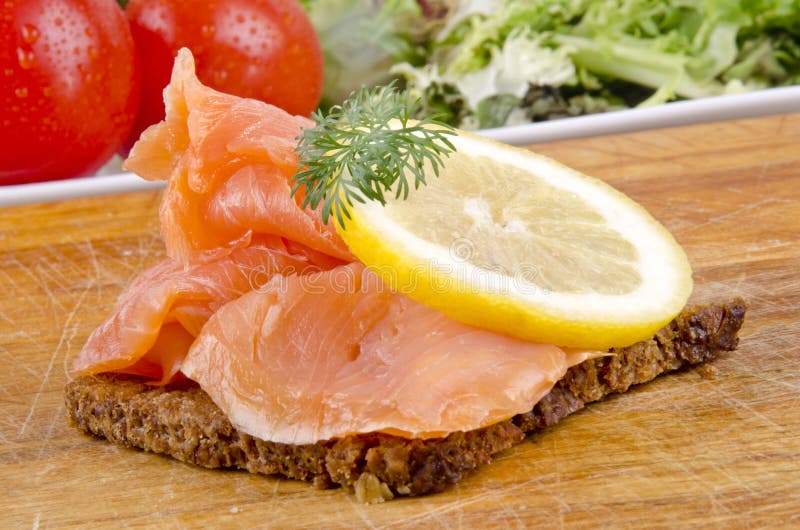 Wild Salmon Slices on Rye Bread Stock Image - Image of salmon, fish ...