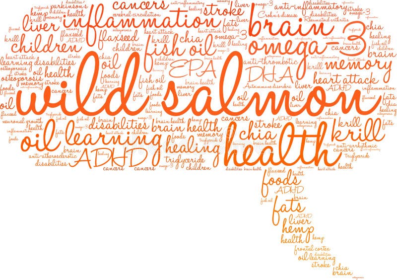 Word Salmon Design Decorated with Fresh Raw Salmon Fish and Spices on ...