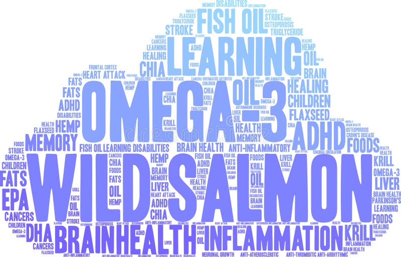 Word Salmon Design Decorated with Fresh Raw Salmon Fish and Spices on ...