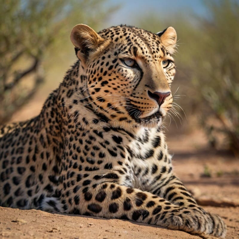 Wild Sitting Leopard stock illustration. Illustration of south - 327043115