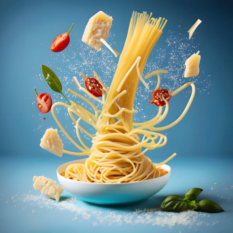 Wild Spaghetti are Flying from the Plate Stock Illustration ...