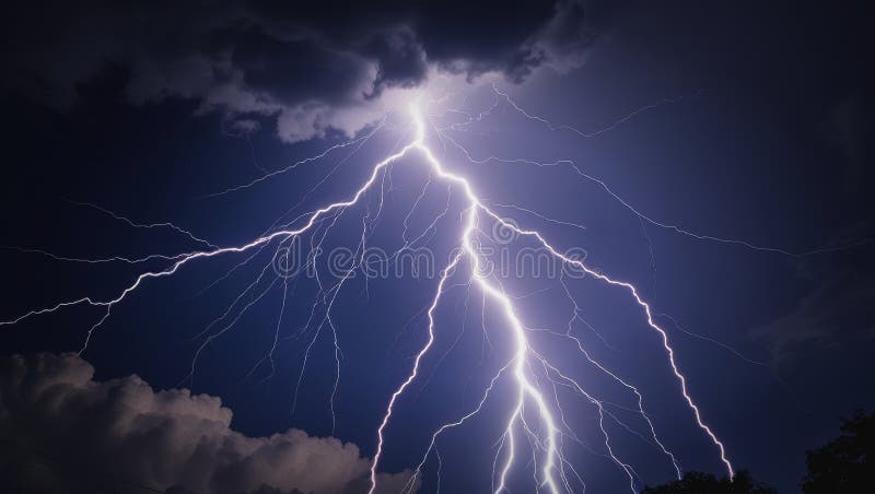 A Wild Storm and Lightning Strike Stock Illustration - Illustration of ...