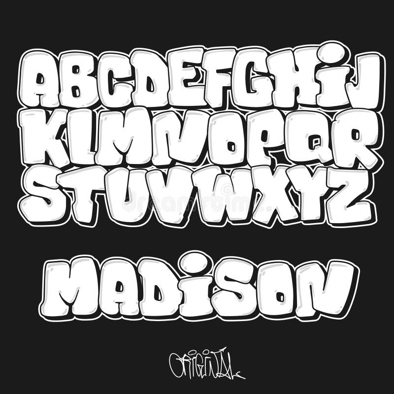 Wild Style Graffiti Alphabet, Aerosol Street Art Typography Vector ...