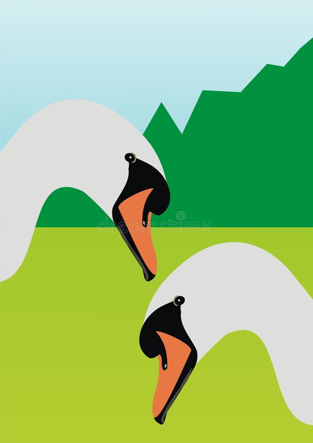 Wild fox and swans family stock vector. Illustration of adult - 109037739