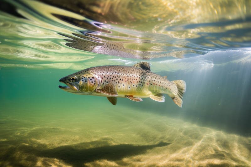 Wild Trout Underwater Generative AI Stock Illustration - Illustration ...