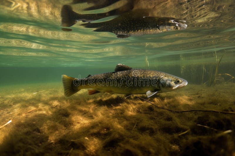 Wild Trout Underwater Generative AI Stock Illustration - Illustration ...