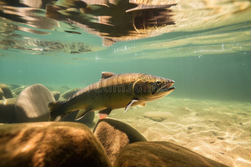 Wild Trout Underwater Generative AI Stock Illustration - Illustration ...