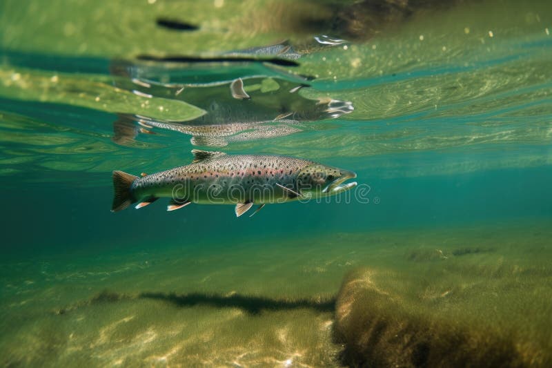 Wild Trout Underwater Generative AI Stock Illustration - Illustration ...
