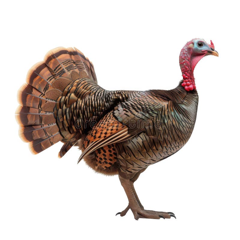 A Wild Turkey with Its Tail Feathers Spread Stock Image - Illustration ...