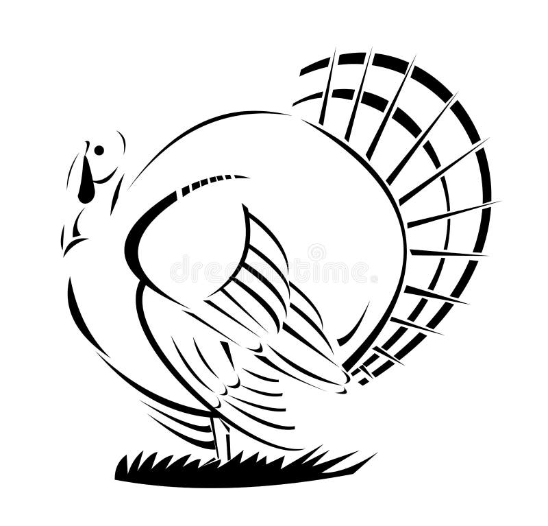 Wild Turkey Side View Retro Black and White Stock Vector - Illustration ...
