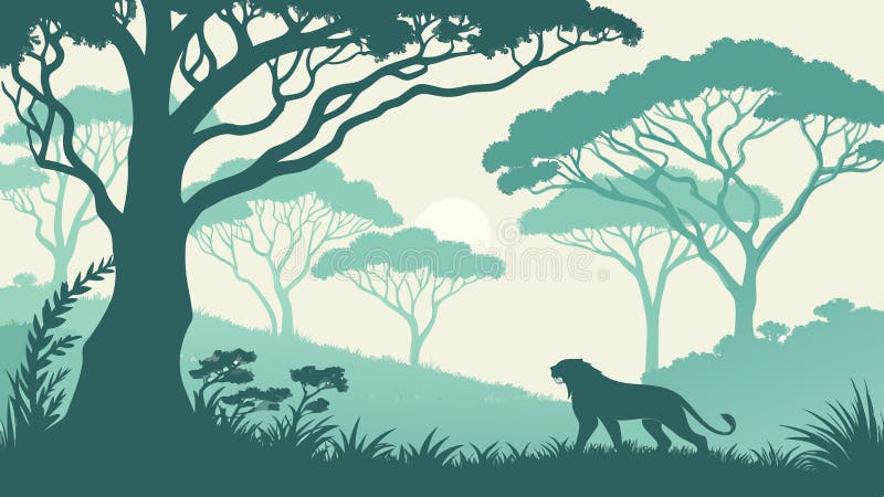 Wild Wanderer Wolf in a Vast, Open Savannah, Vector Design Generative ...