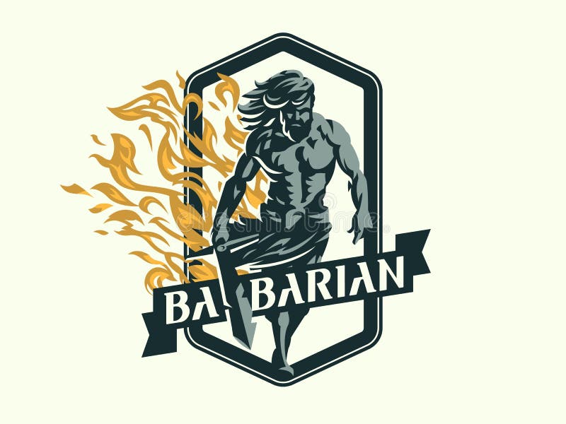 Wild warrior. Barbarian. stock vector. Illustration of strength - 124775002